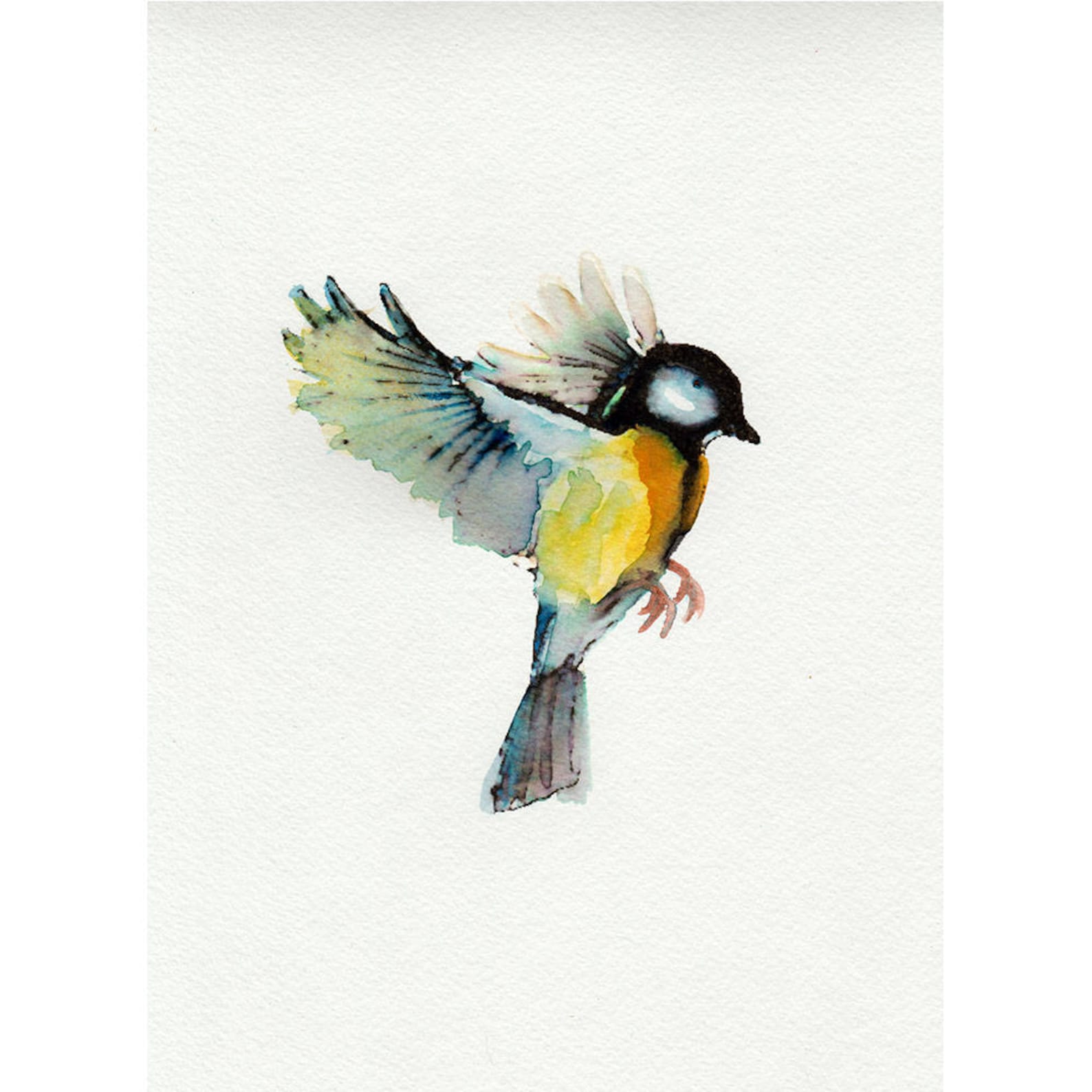 Watercolour Print-small Bird Watercolor Painting-aquarel Flying Bird ...