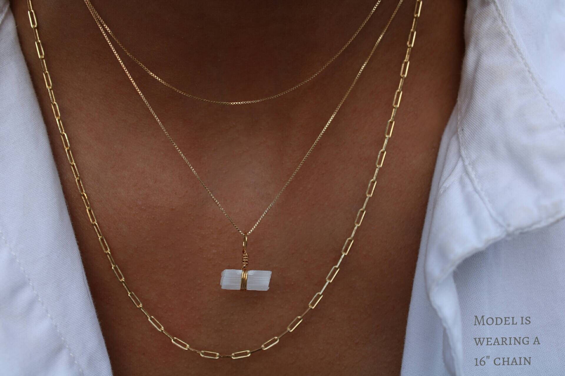 Raw Selenite Necklace Selenite Jewelry Dainty Crystal - Etsy