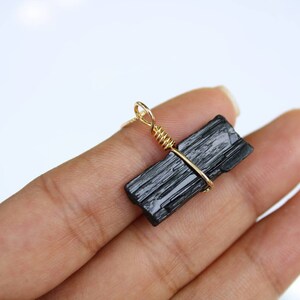 Black Tourmaline Necklace, Genuine Tourmaline Necklace, Raw Tourmaline Crystal Jewelry, Dainty ...