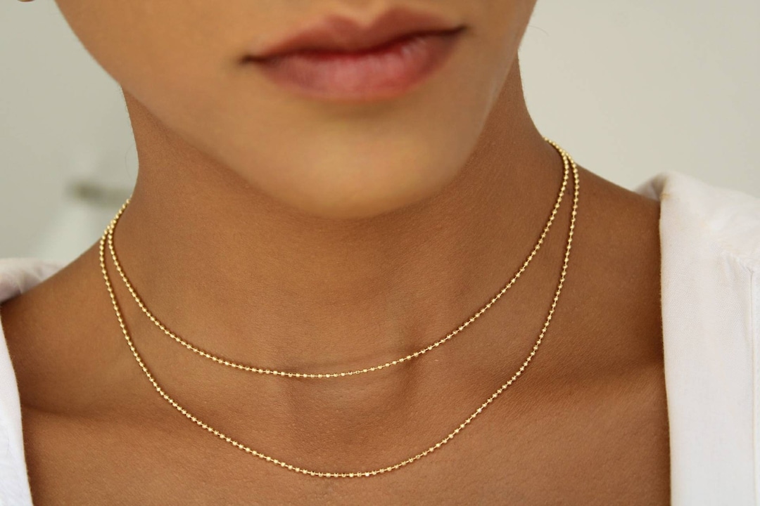 18k Gold Filled Beaded Chain: Diamond Cut Ball Bead Necklace - Etsy