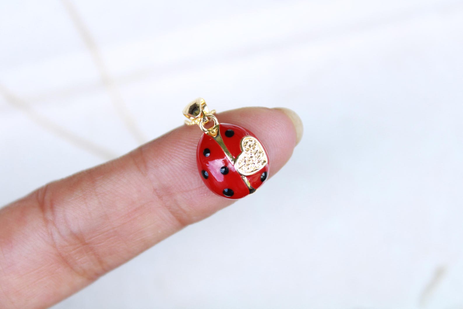 Gold Ladybug Necklace: Dainty 18k Gold-filled Ladybird Pendant - Etsy