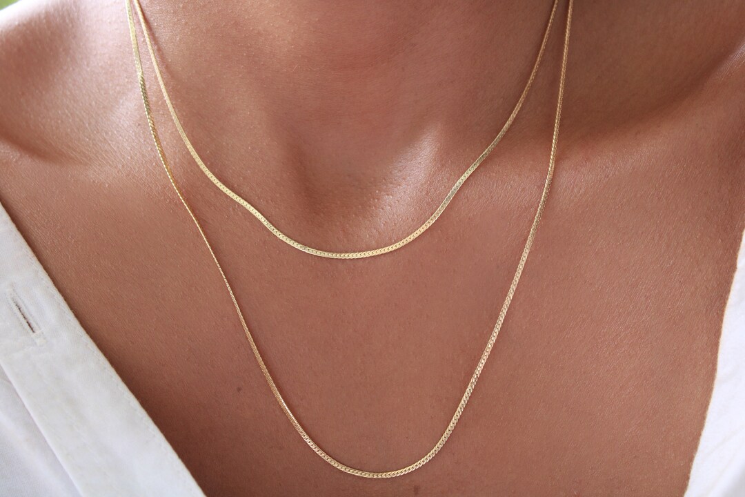 Dainty 1.5mm Flat Curb 18k Gold Filled Chain Necklace - Etsy