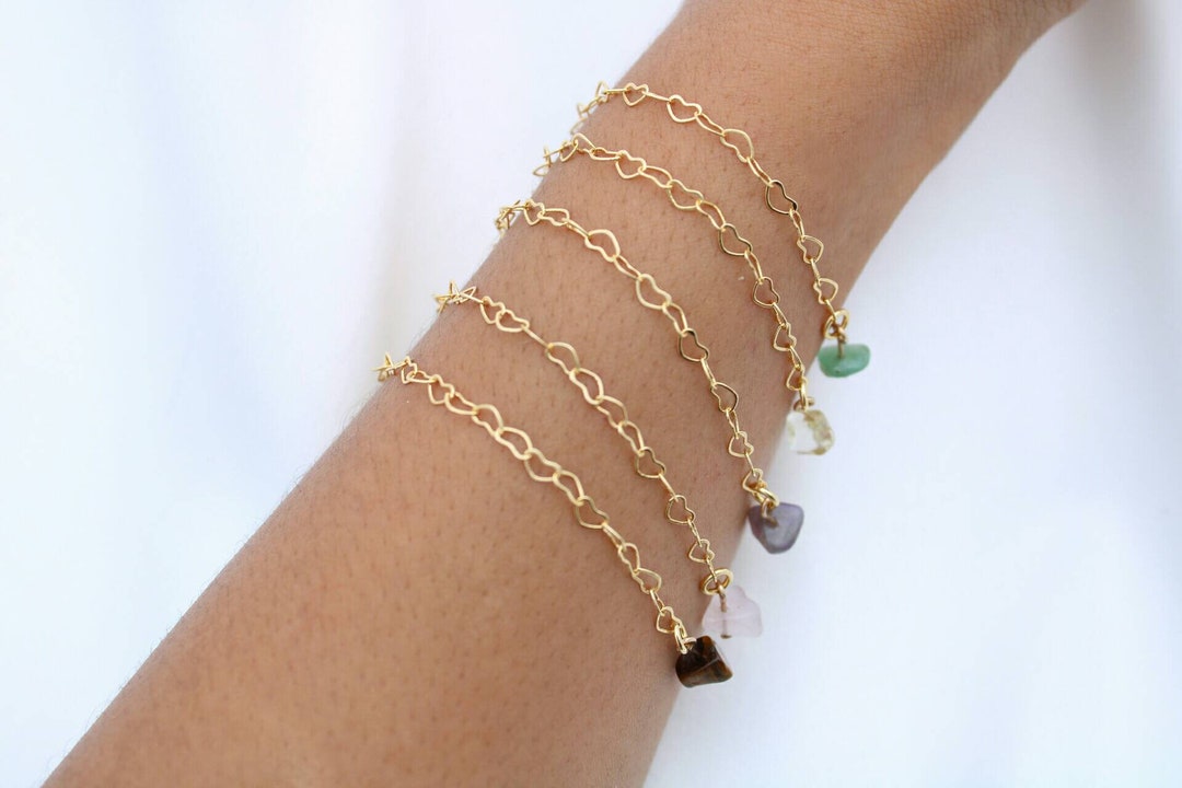 Set of Two Bracelets, Best Friends Bracelet, Hearts Chain Bracelet ...