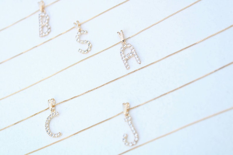 Gold Initial Letter Necklace: 18k Gold Filled Box Chain - Etsy