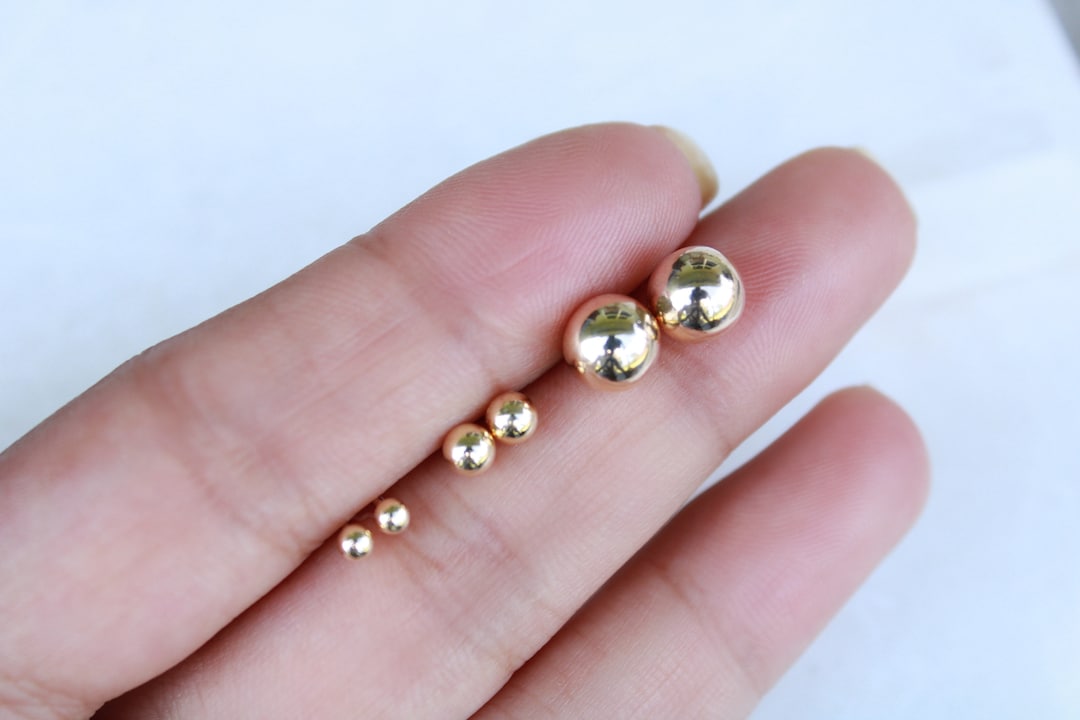 18k Gold Filled Ball Stud Earrings: Waterproof Minimalist Set - Etsy