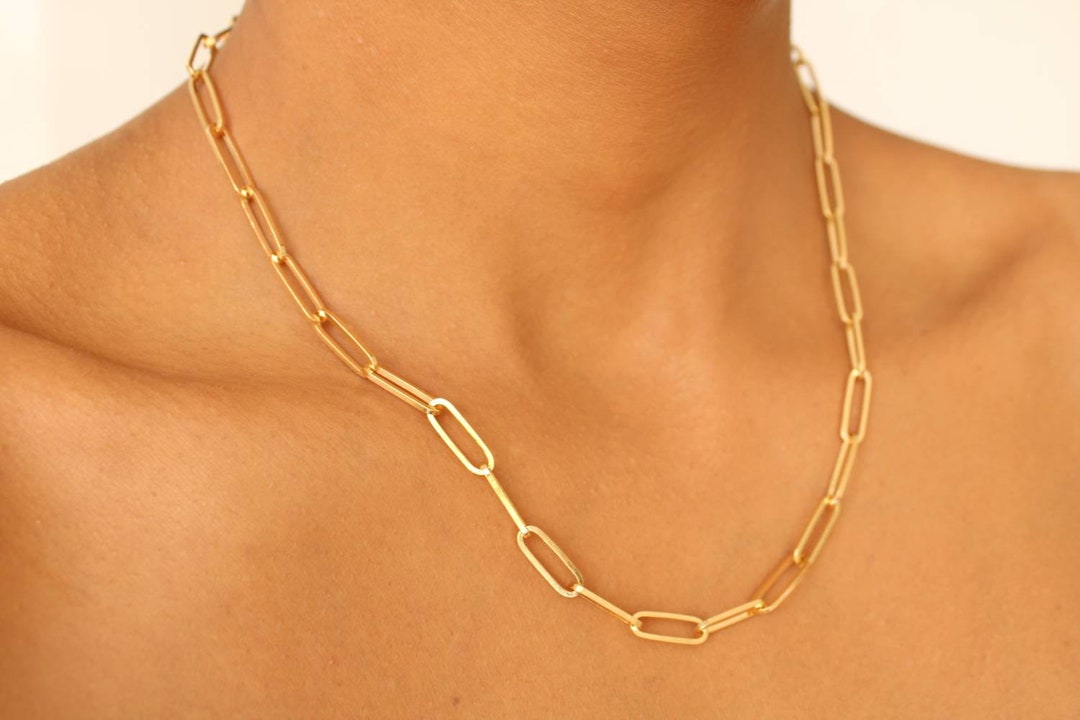 5 Mm Round Paper Clip Chain, 18k Gold Filled Adjustable Layering ...