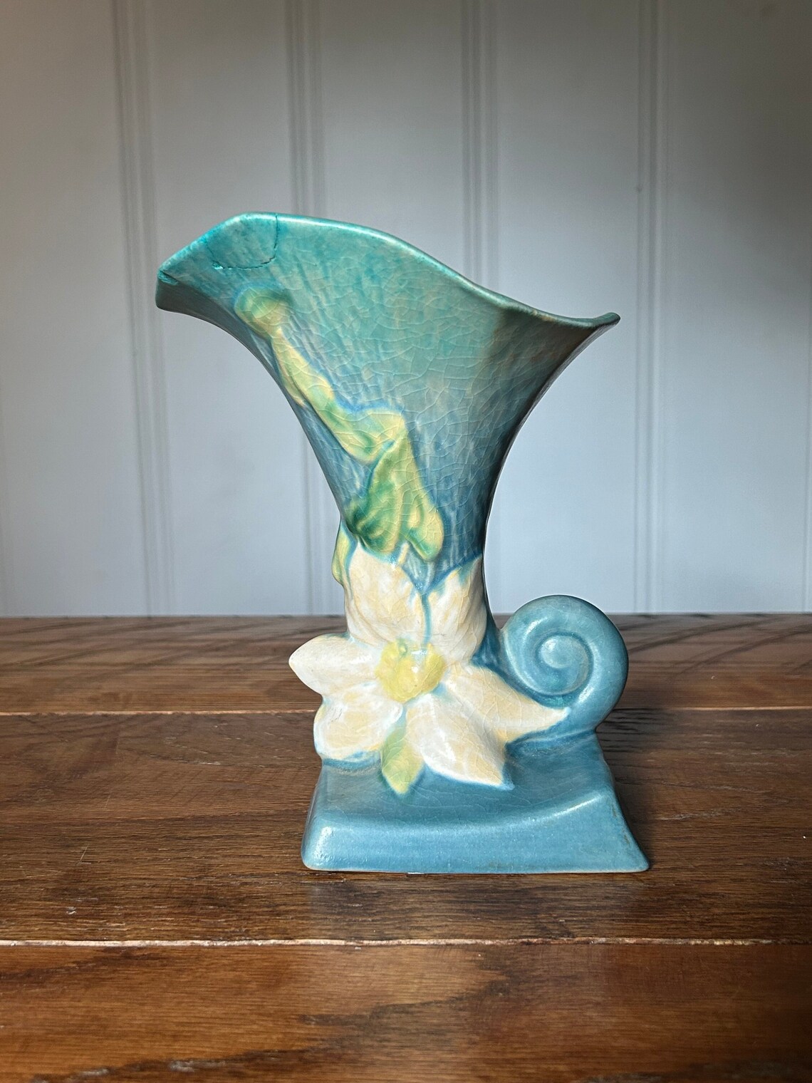 Roseville Clematis Cornucopia Vase - Etsy
