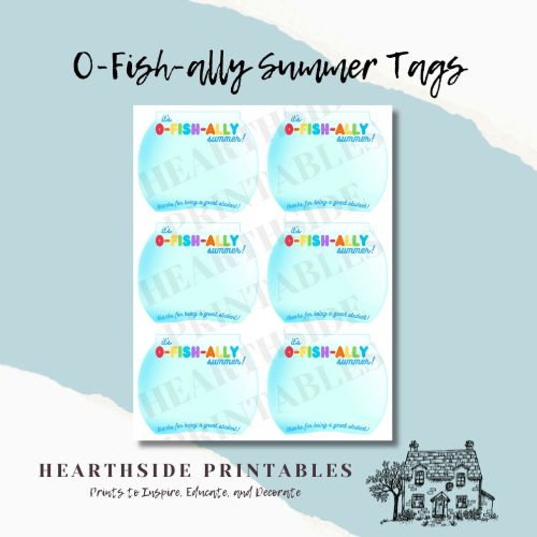 O-fish-ally Summer Gift Tags Student Gifts, Homeschool Printables ...