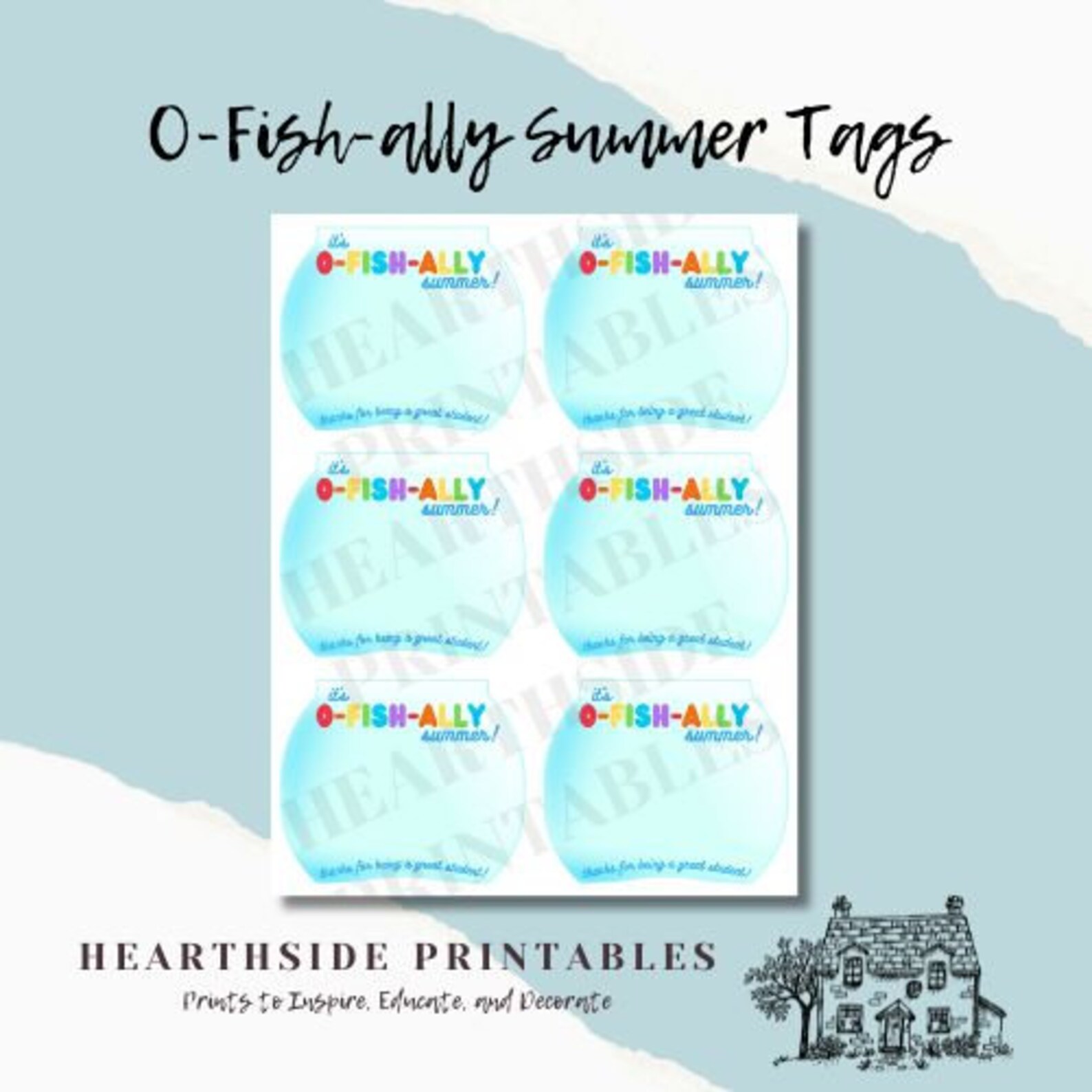 O-fish-ally Summer Gift Tags - Printable Student/teacher Gifts - Etsy