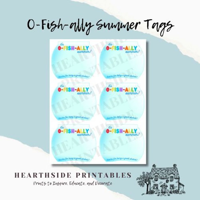 O-fish-ally Summer Gift Tags Student Gifts, Homeschool Printables ...