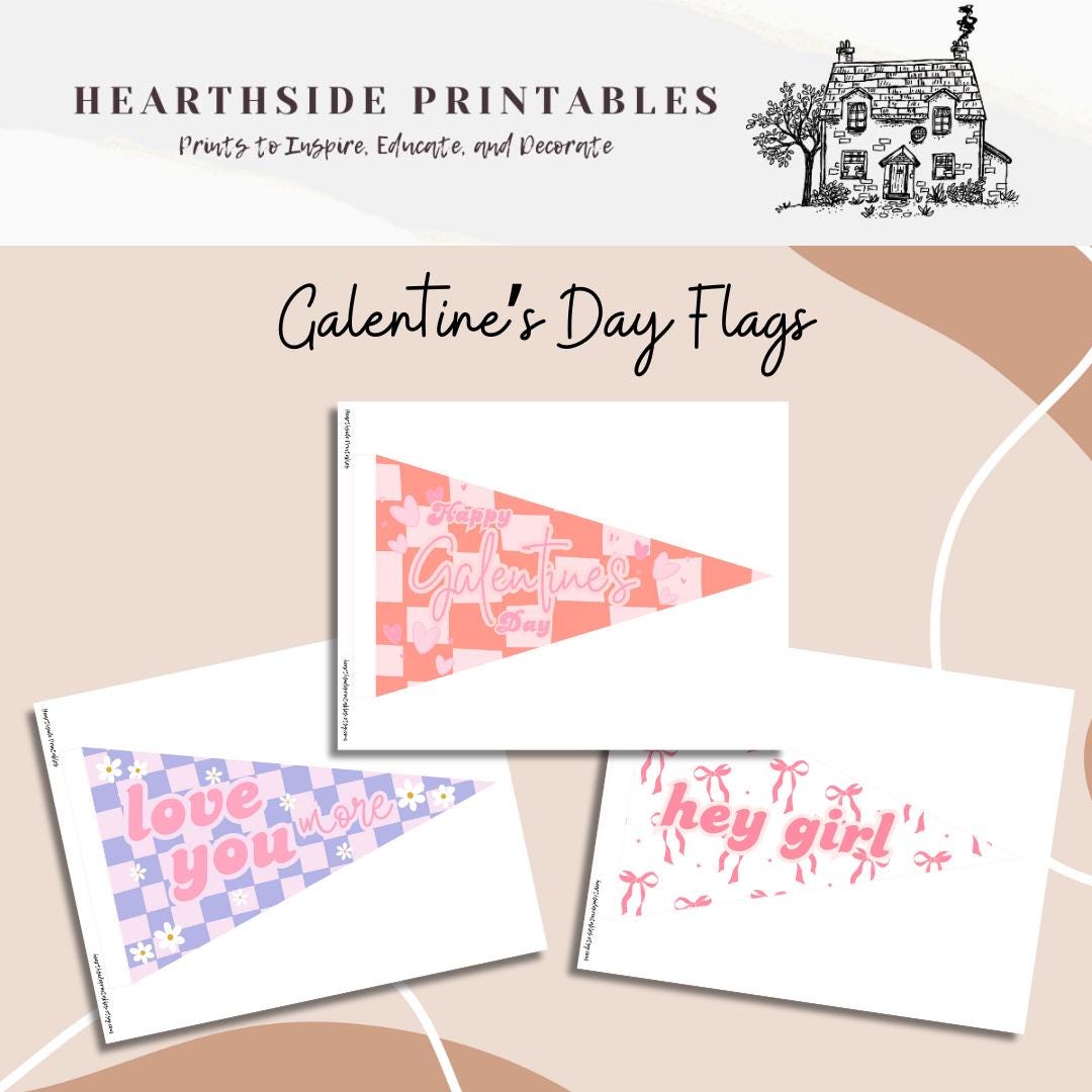 Galentine's Day Pennant Flags Printable Love Baskets, Galentine's, Best ...
