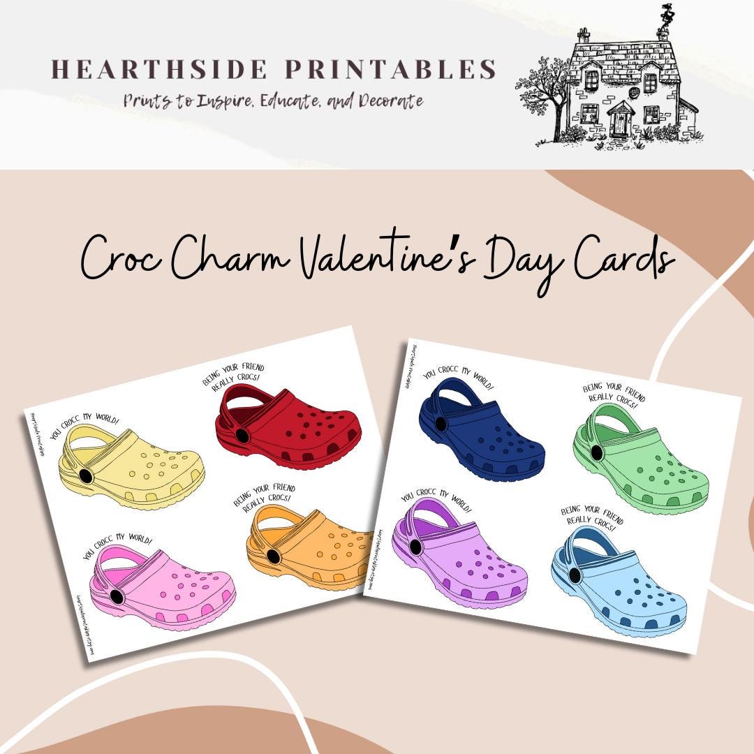 Clog Charm Valentine's Day Cards Printable Classroom Cards, Valentine's ...