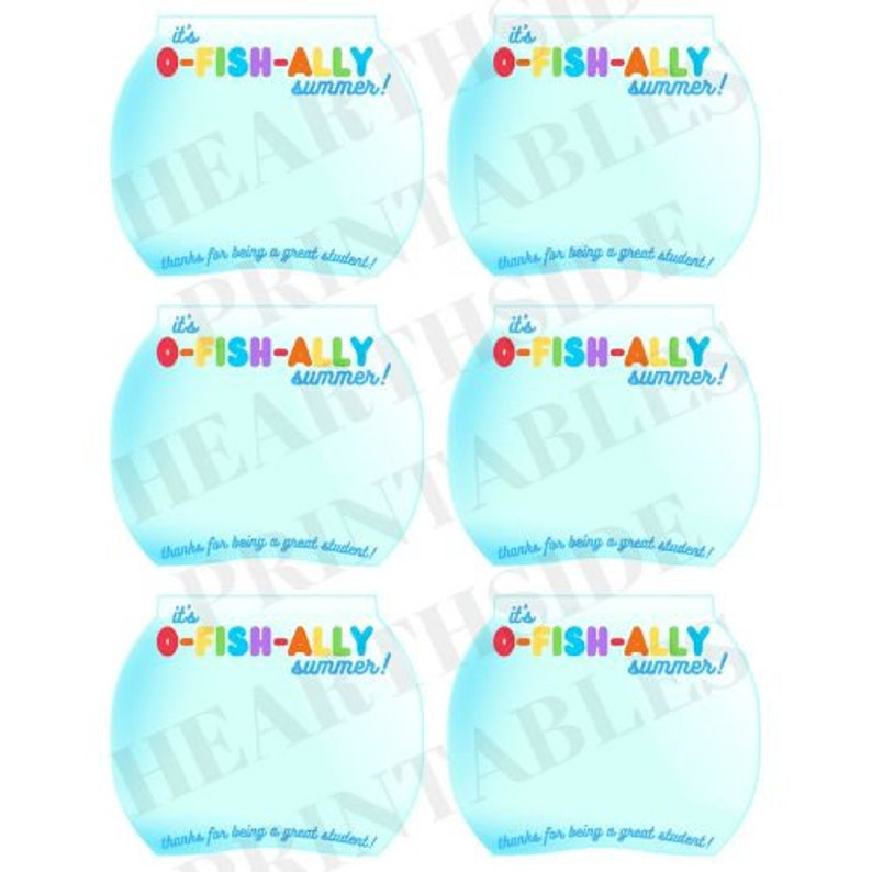 O-fish-ally Summer Gift Tags - Printable Student/teacher Gifts - Etsy