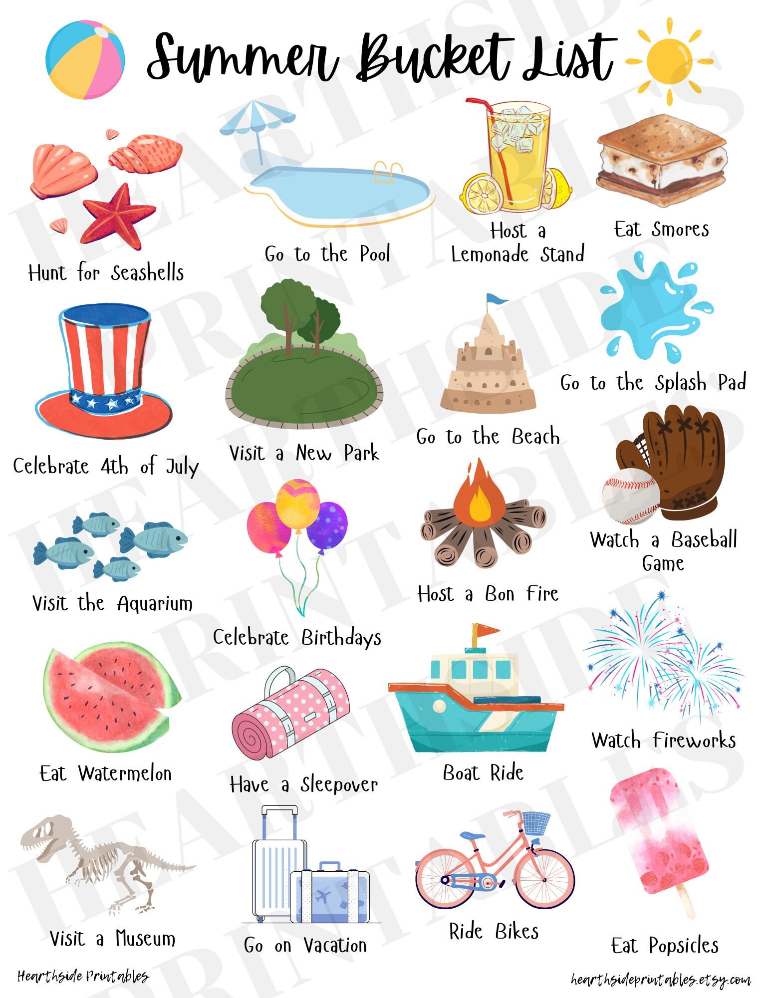 Seasonal Bucket List Printables Bundle Spring, Summer, Fall, and ...