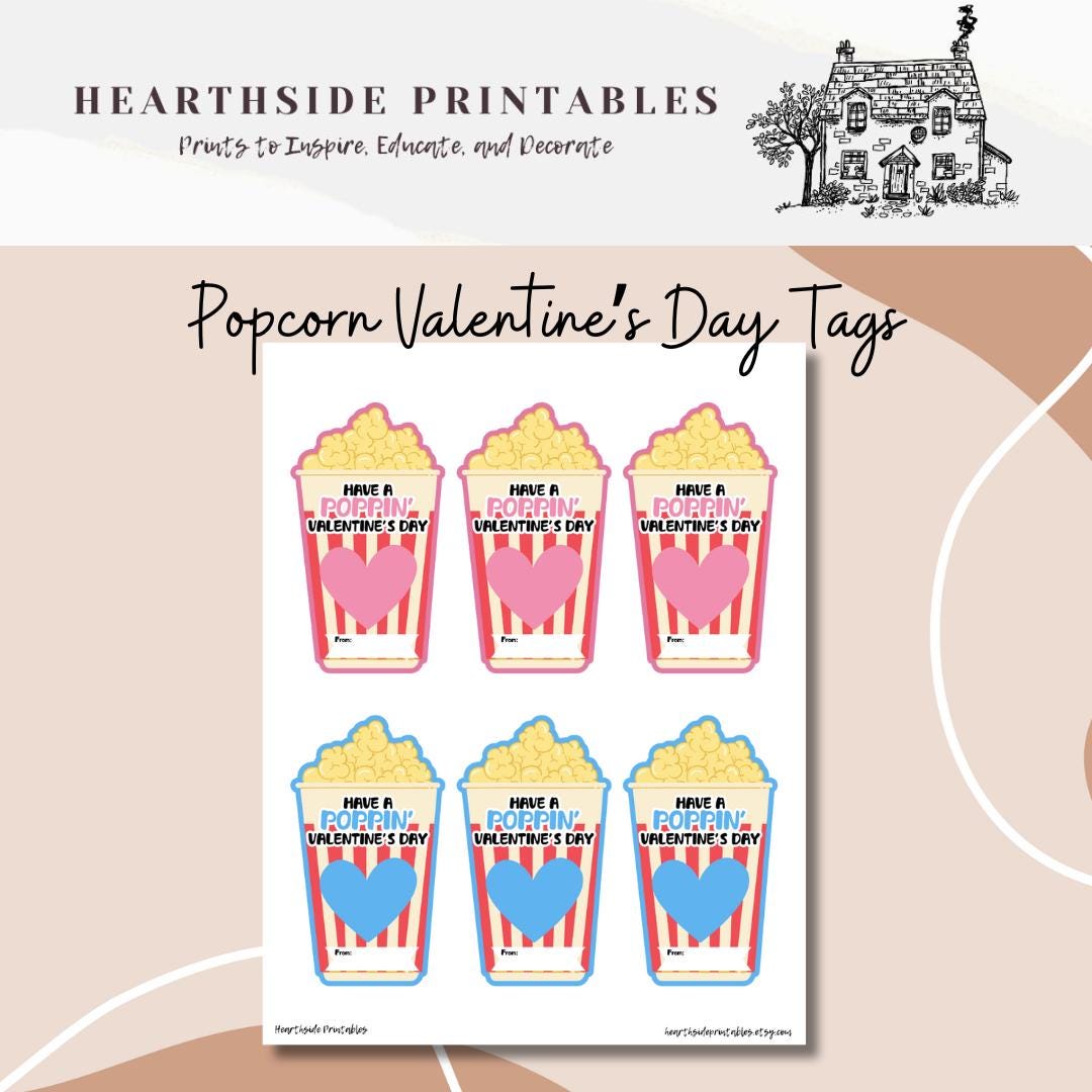 Popcorn Valentine's Day Gift Tag - Classroom Gifts, Teacher Gifts ...