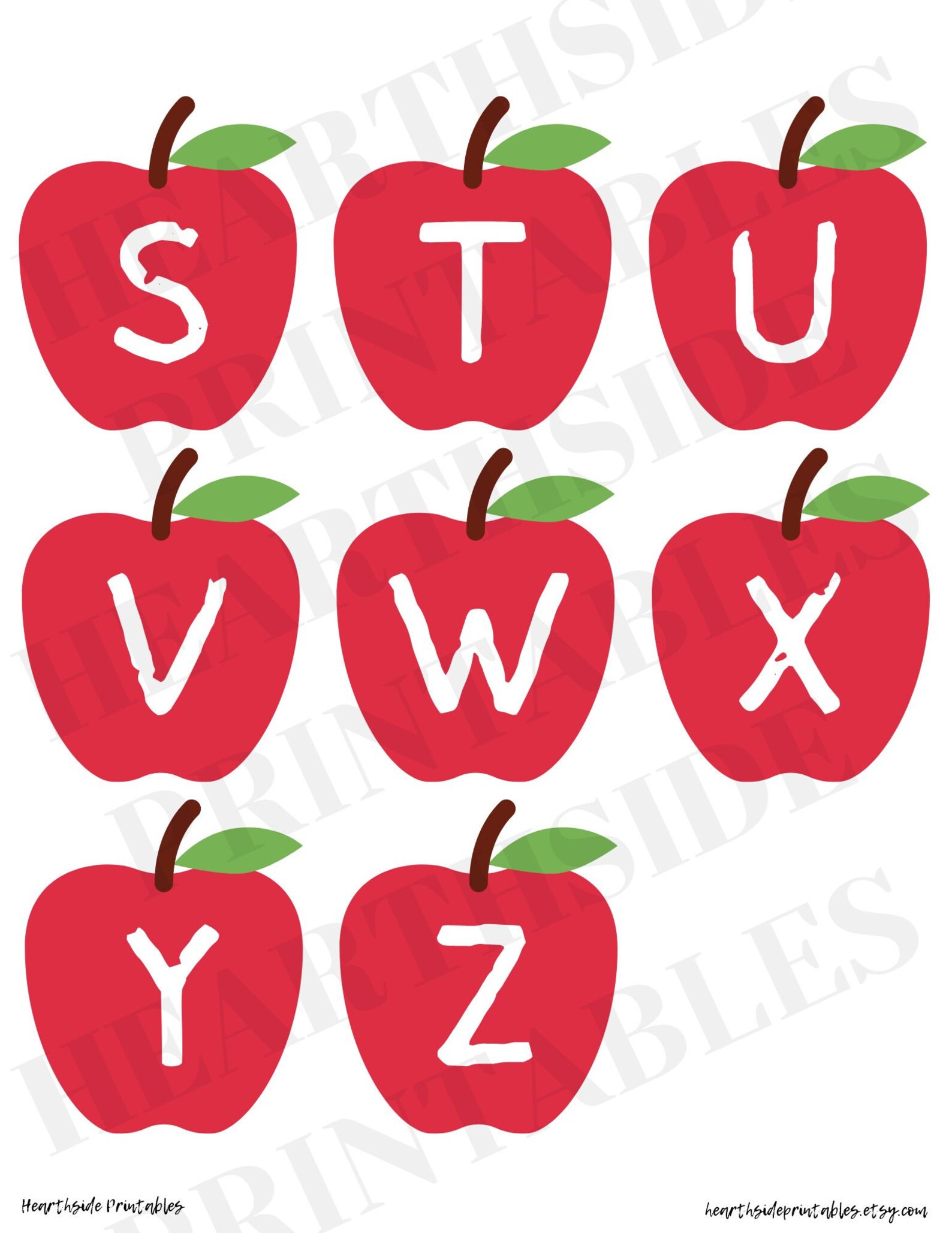 Apple Alphabet Cards Printable - Apple Unit, Homeschool Printables ...