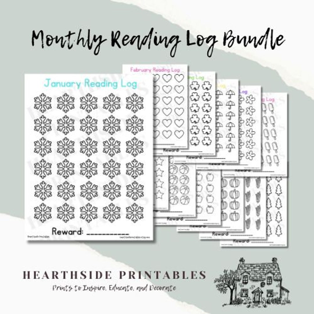 Monthly Reading Log Printable Bundle - Early Readers, Homeschool ...
