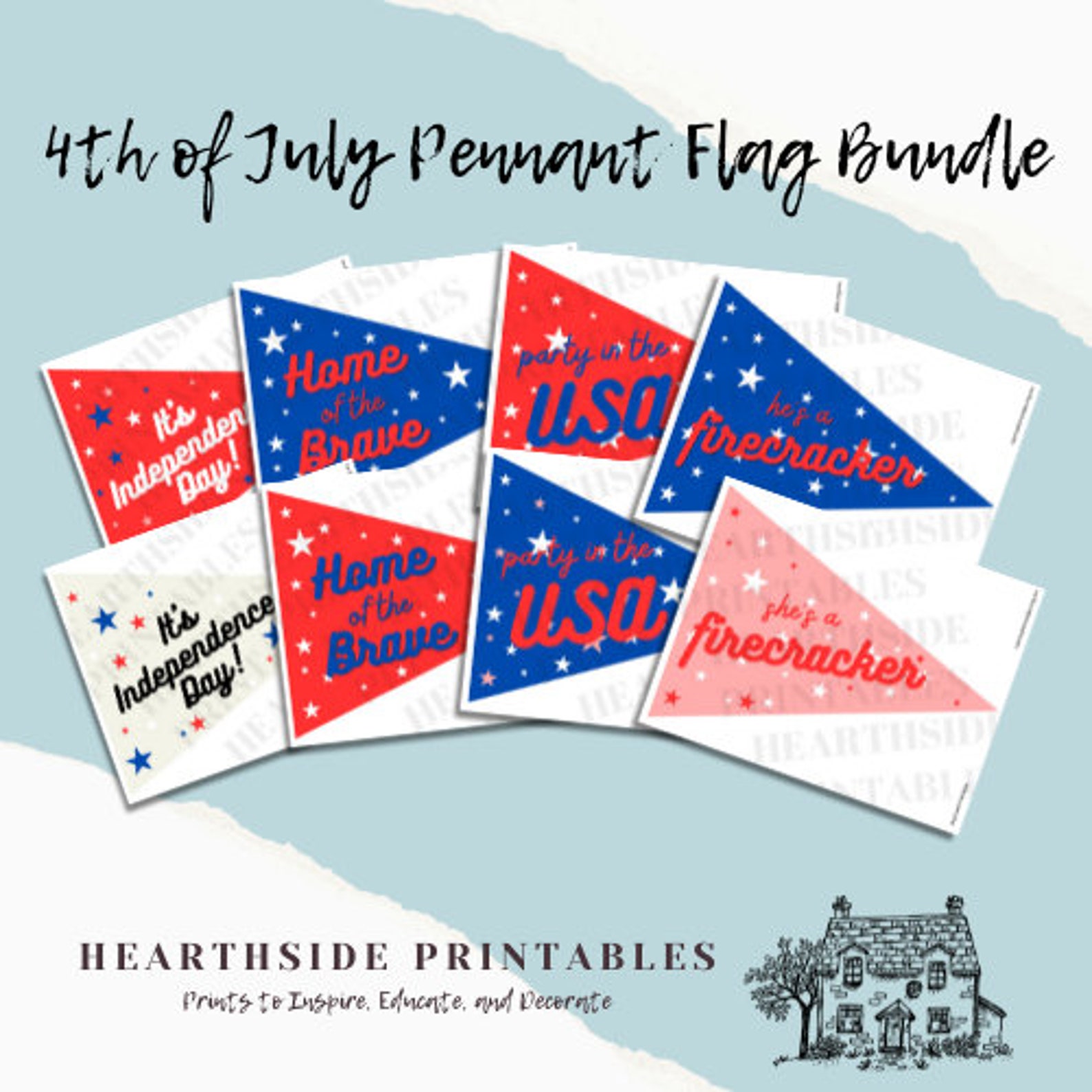 Patriotic Pennant Flag Printable Bundle - Patriotic Printables, Photo ...