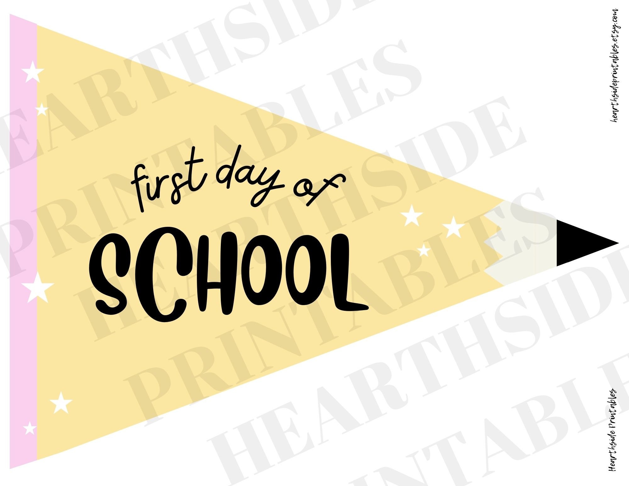 School Pencil Pennant DIY Printable Bundle - First Day of School, Last ...