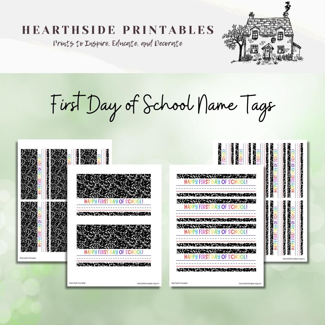 First Day of School Name Tags Printable - Elementary School, Name Tags ...