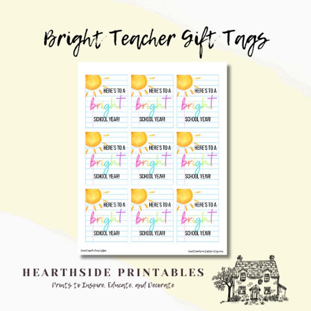 Bright Teacher Gift Tags Printable (digital Download) - Etsy