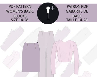 Gabarit femme 2 à 18 PDF Basic blocks pattern. - Etsy France