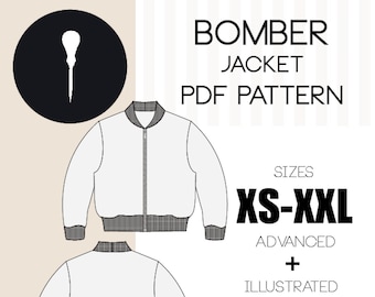 Bomber Jacket Fashion Designing Digital Template Flat Sketch Tech ...