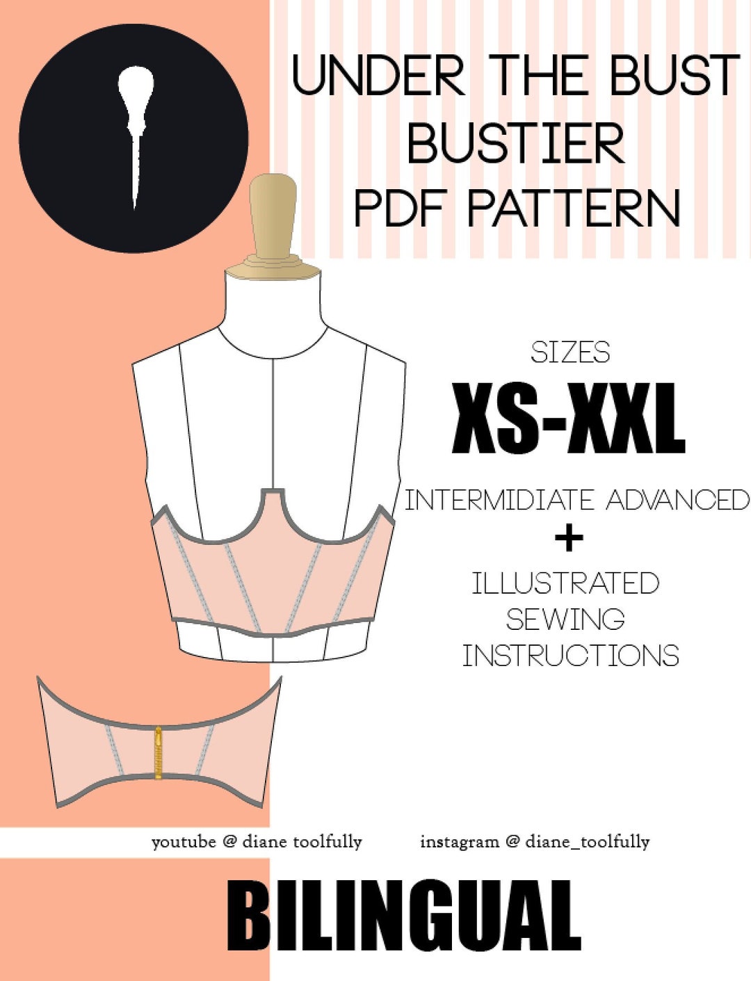 Patron Bustier Sous Buste PDF Pattern Under the Bust Bustier. - Etsy