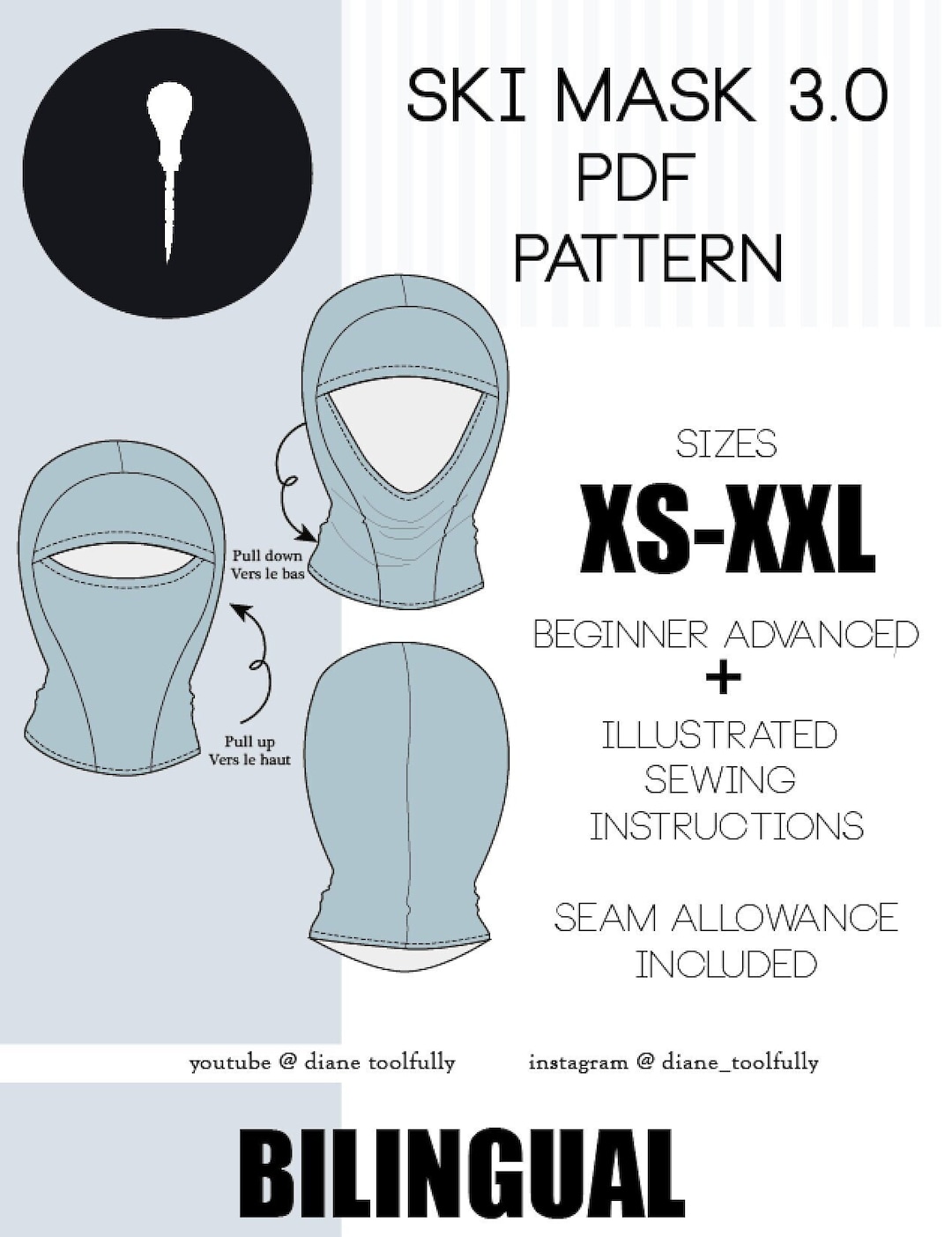 Patron Balaclava Cagoule PDF. - Etsy Canada
