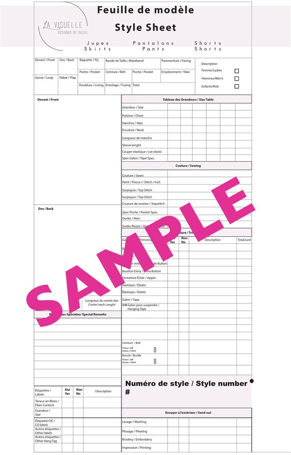 Bilingual style sheet/Feuille de modèle bilingue. | Etsy