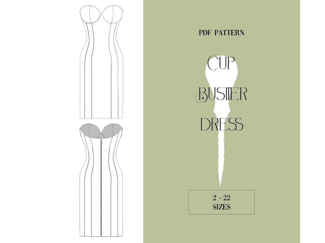 Bustier Dress With Cups Sewing Pattern PDF. - Etsy
