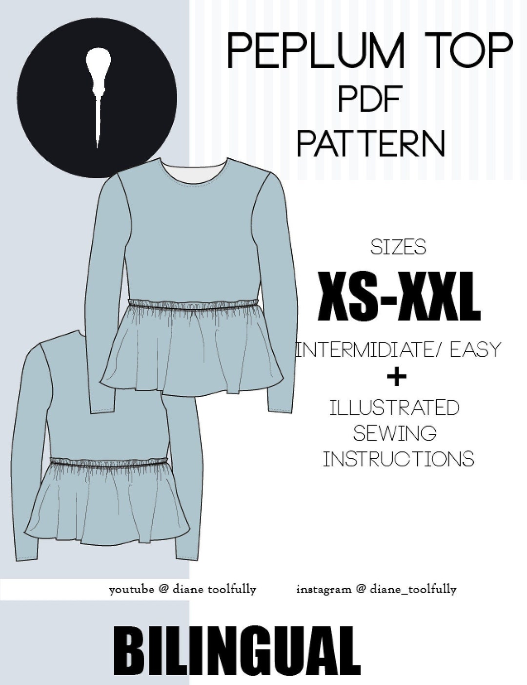 Peplum Top PDF Sewing Pattern. - Etsy
