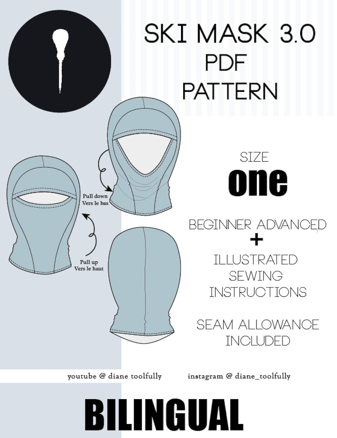 Ski Mask 3.0 PDF sewing pattern. - Etsy Canada
