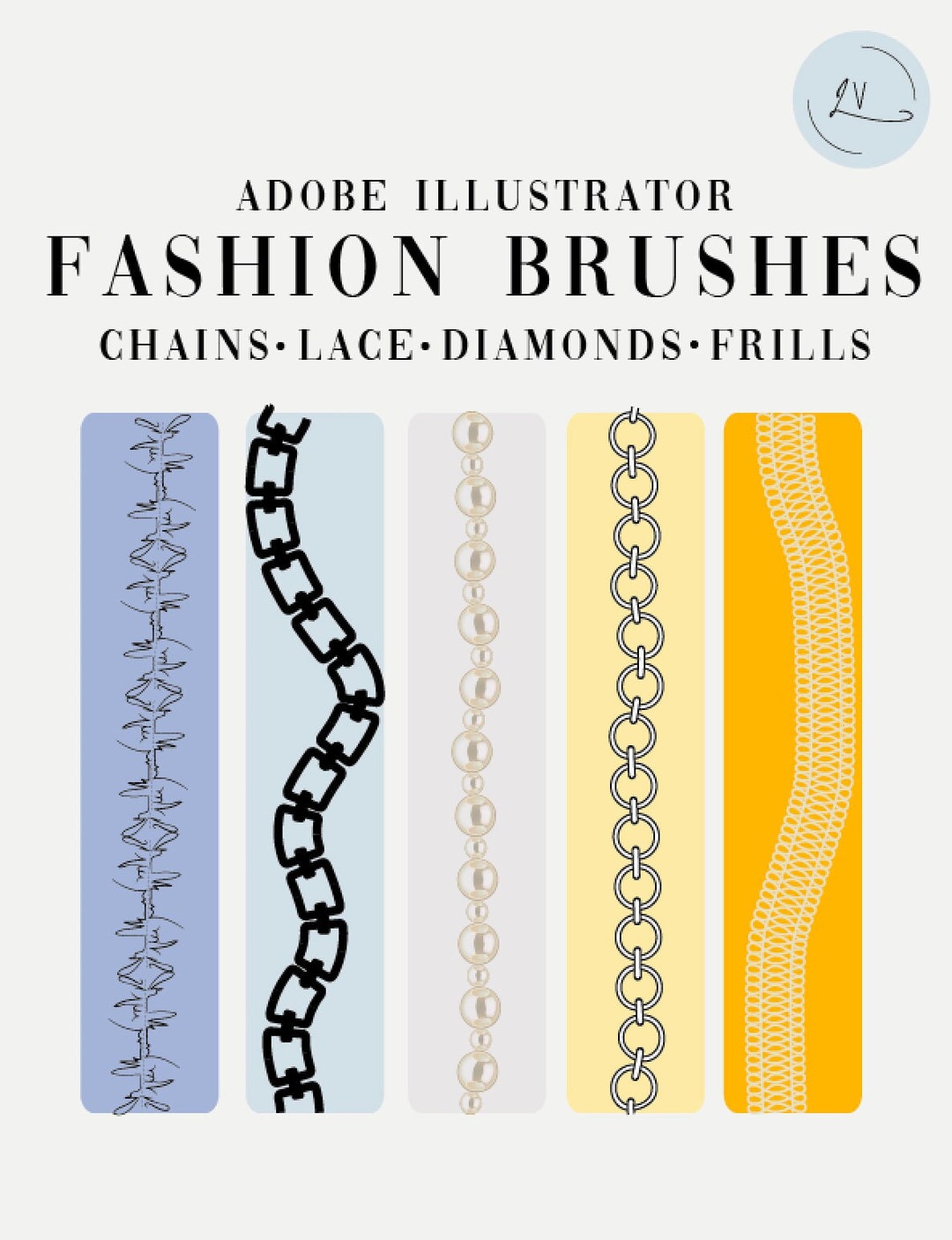 93 Diamonds, Frill, Lace & Chains Brushes for Adobe Illustrator. - Etsy