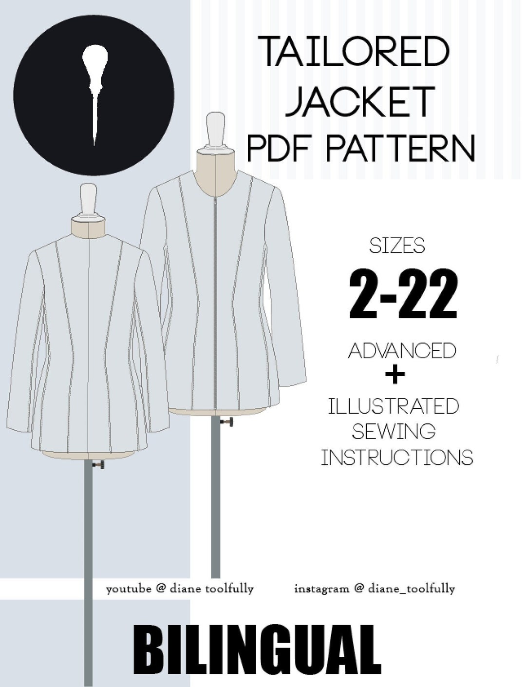 Tailored Jacket PDF Sewing Pattern. - Etsy