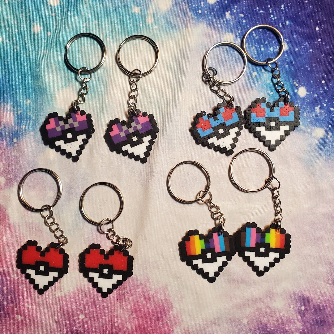 Poke-heart Keychains - Etsy