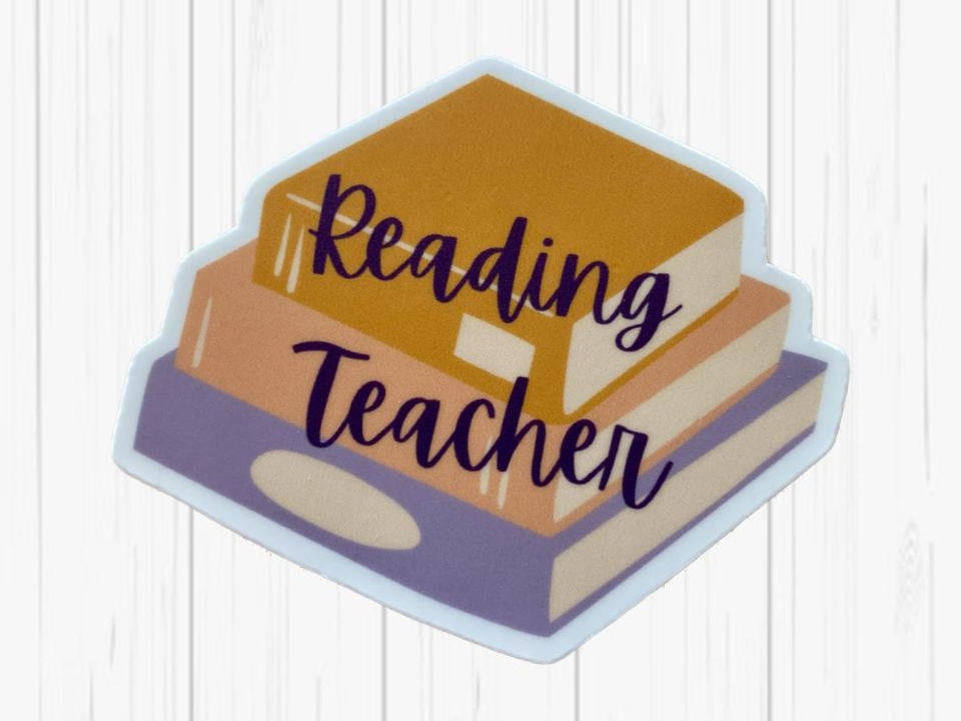 Reading Teacher Book Stack Vinyl Laptop Water Bottle Sticker - Etsy