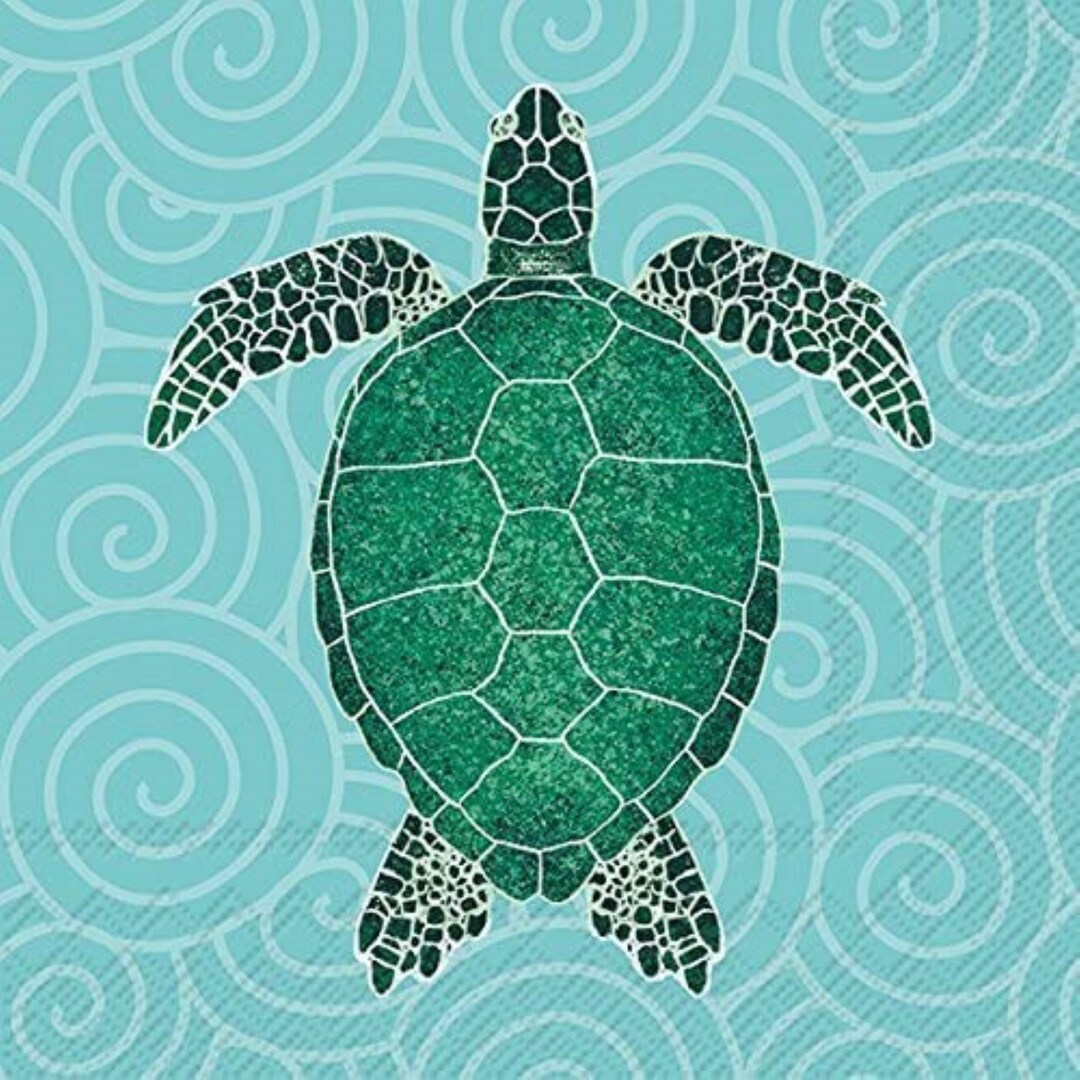 Decoupage Napkins Green Sea Turtle 2 Napkins - Etsy