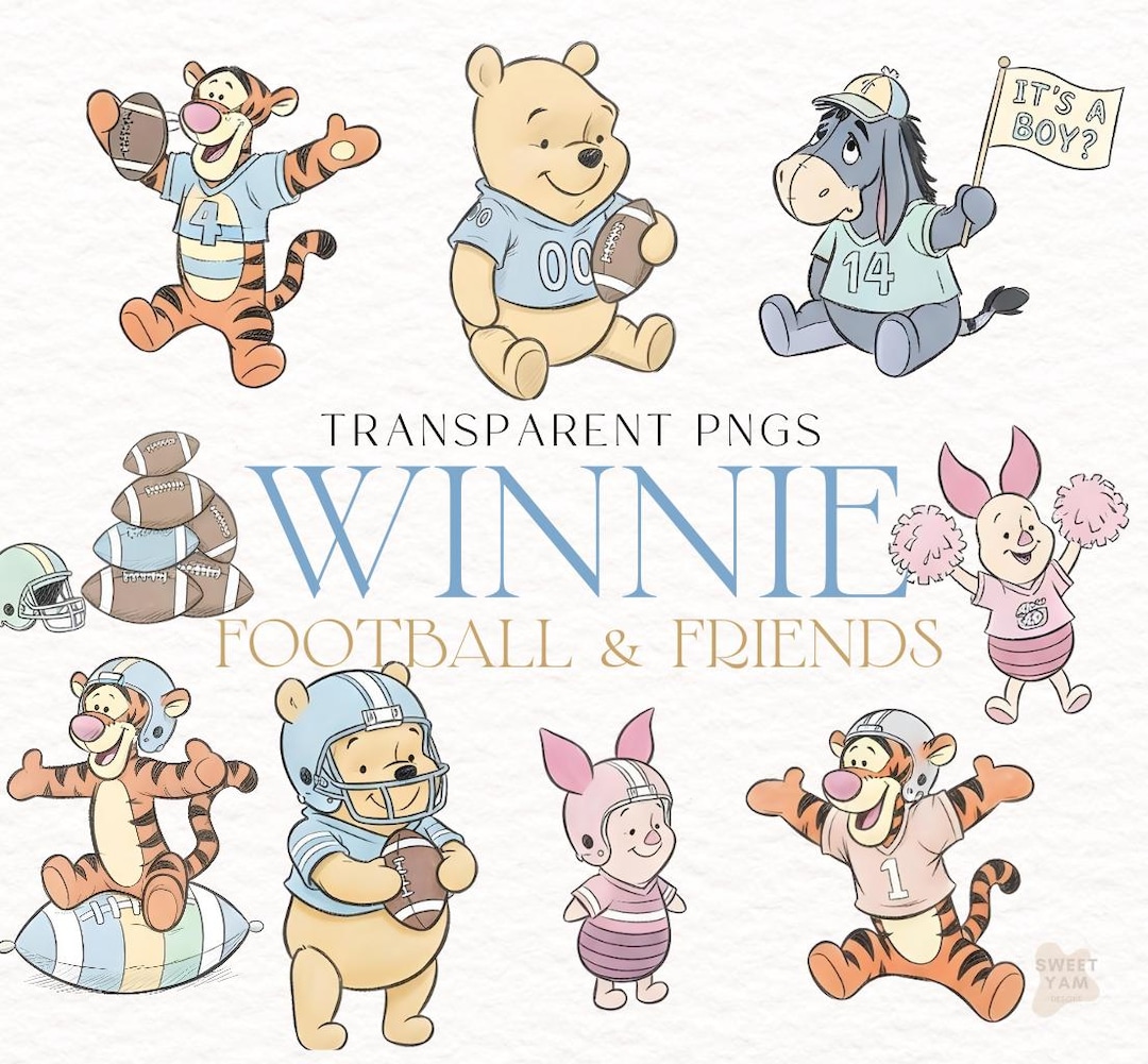 Winnie the Pooh Football Clipart: PNG Images for Scrapbooking - Etsy