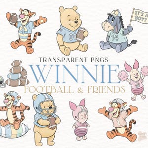 Winnie the Pooh Football Clipart: PNG Images for Scrapbooking - Etsy
