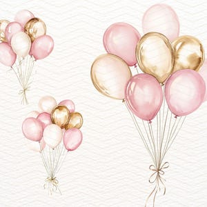 Pink and Gold Balloon Clipart: Watercolor Pngs (digital Download) - Etsy