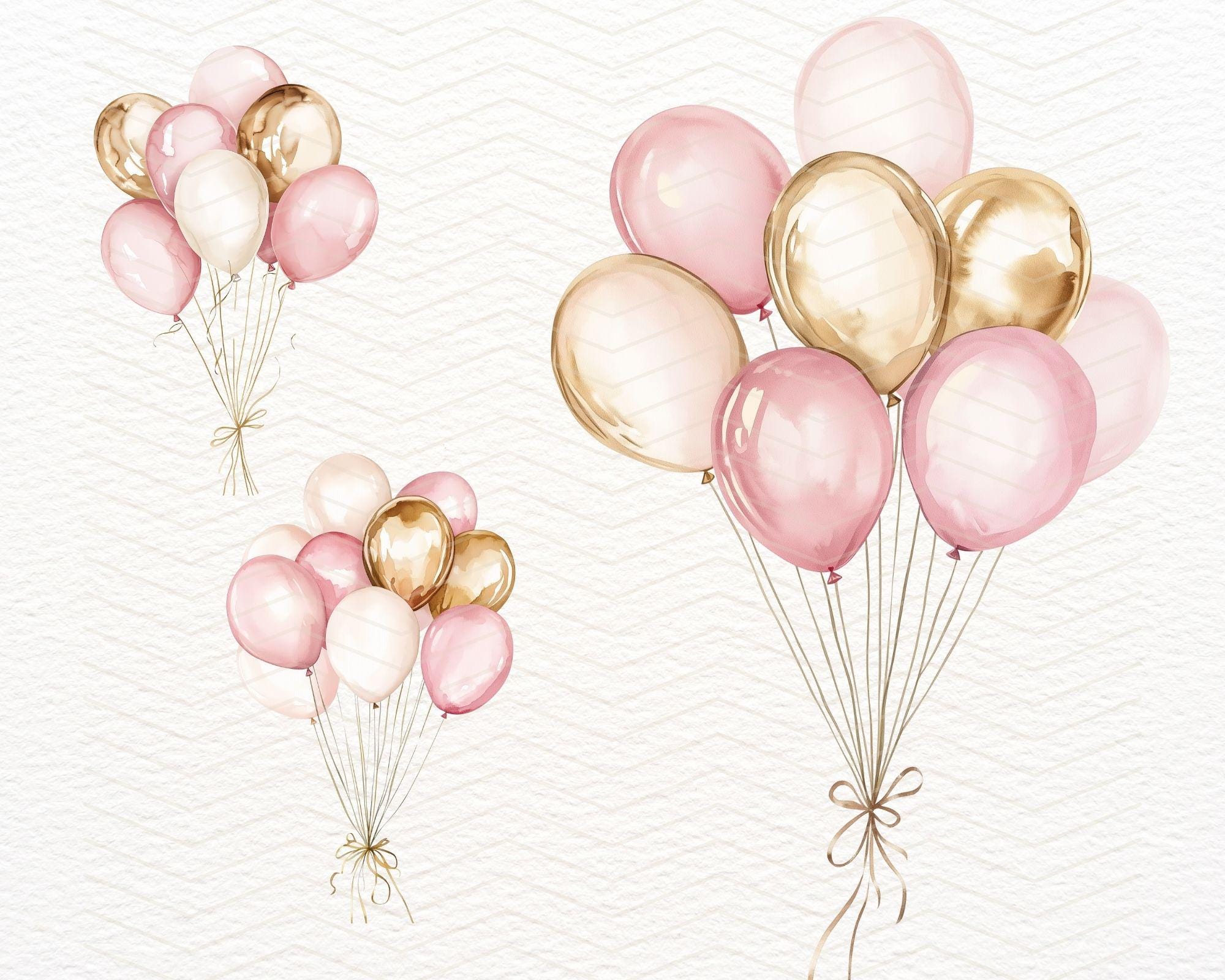 Pink and Gold Balloon Clipart: Watercolor Pngs (digital Download) - Etsy