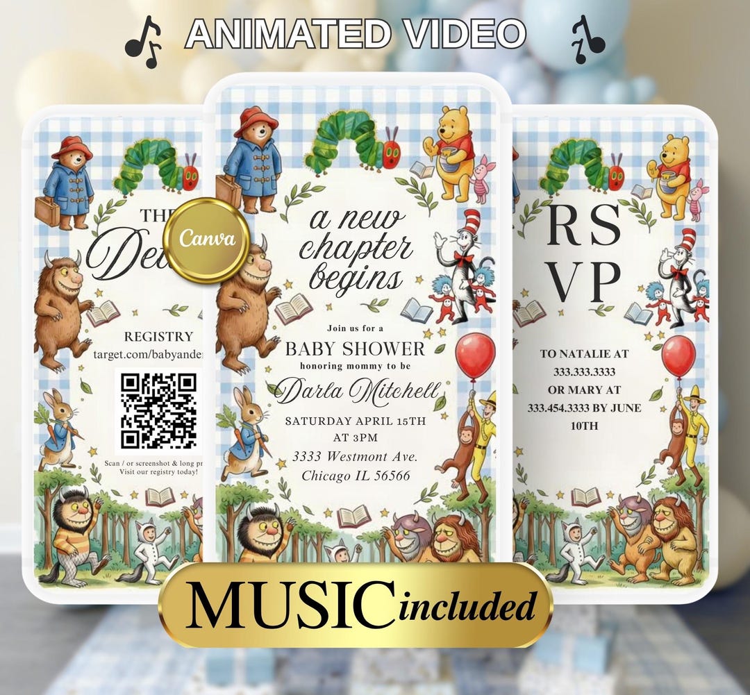 Story Book Baby Shower Video Invitation: Classic New Chapter Begins ...