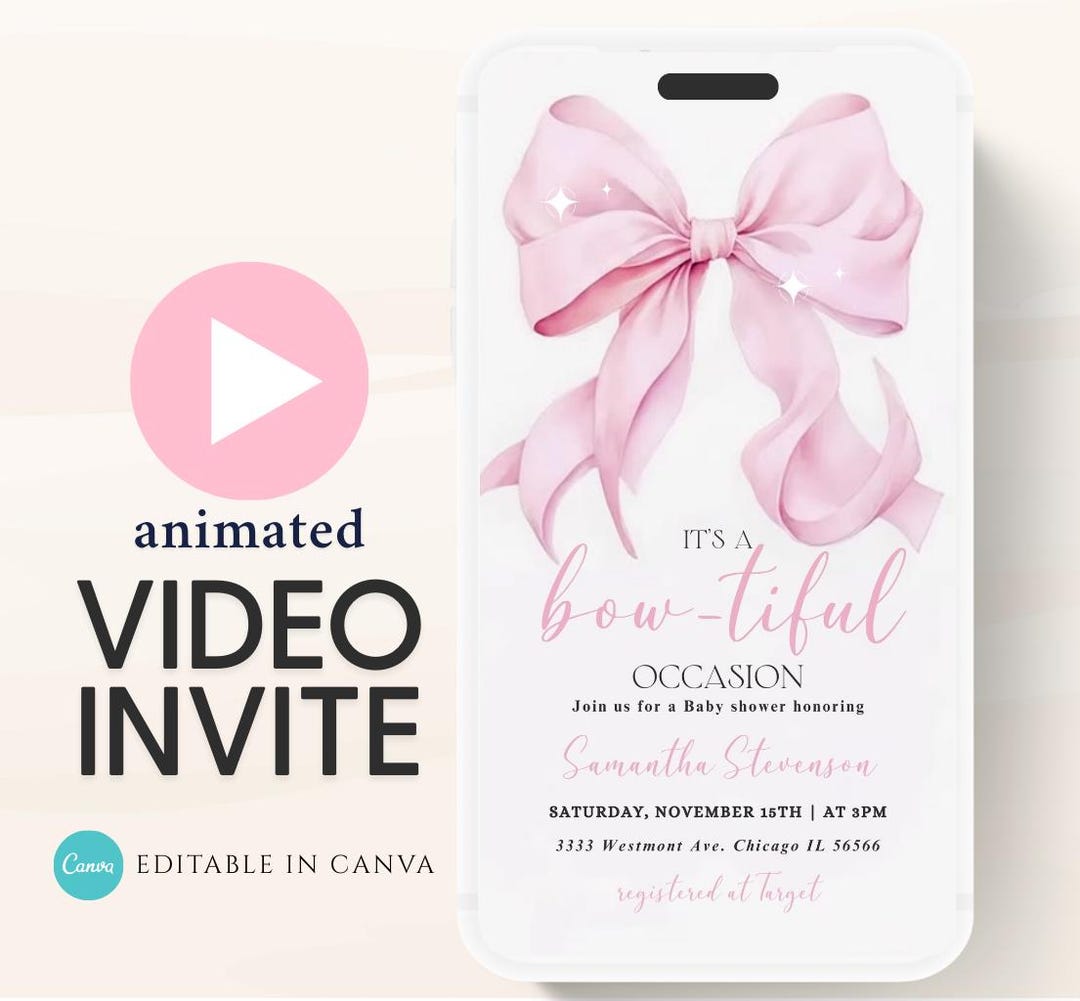 Girl Coquette Baby Shower Invitation: Pink Bow Design - Etsy