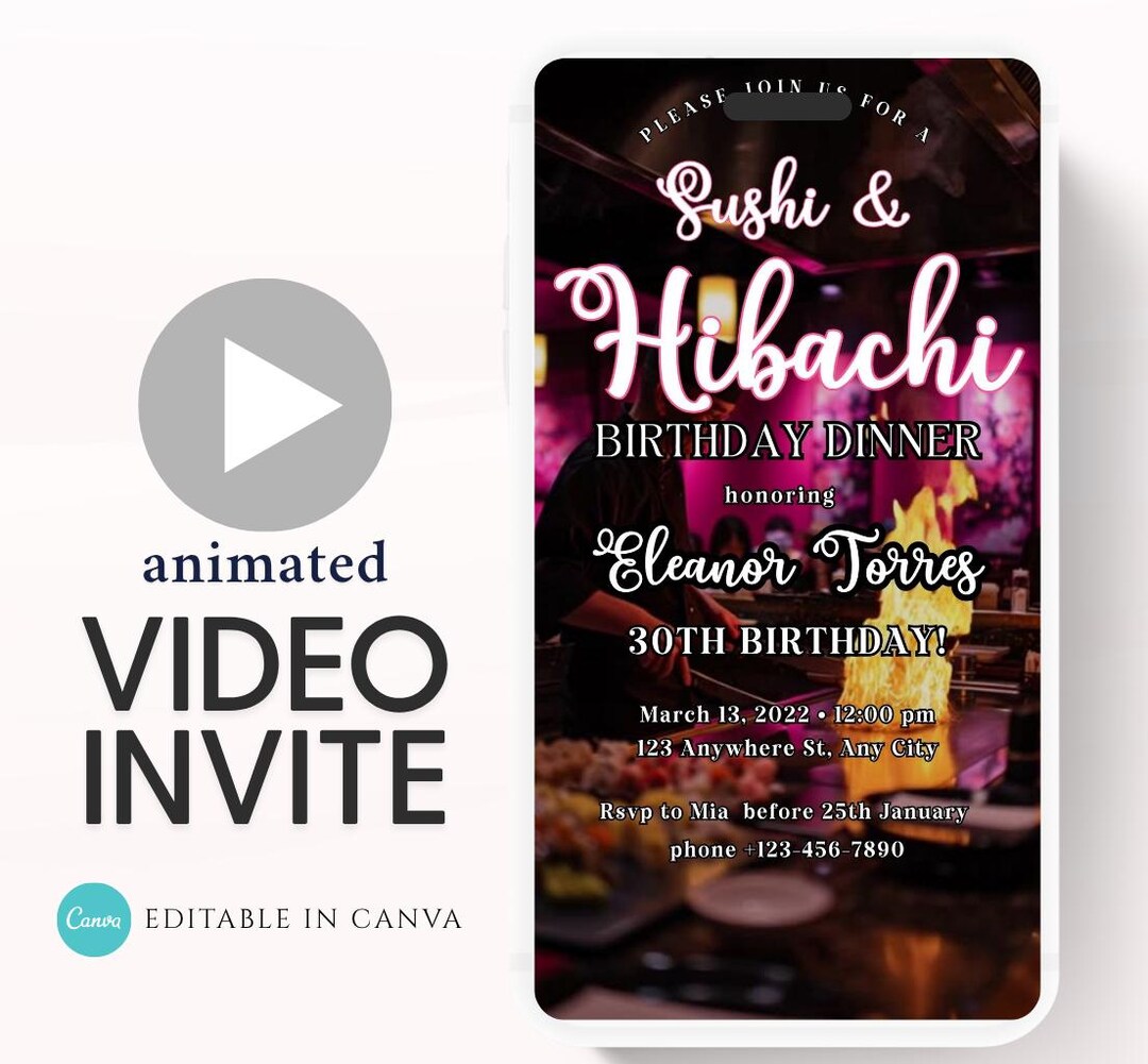 Hibachi Dinner Party Invite Template Invitation Birthday, Graduation ...