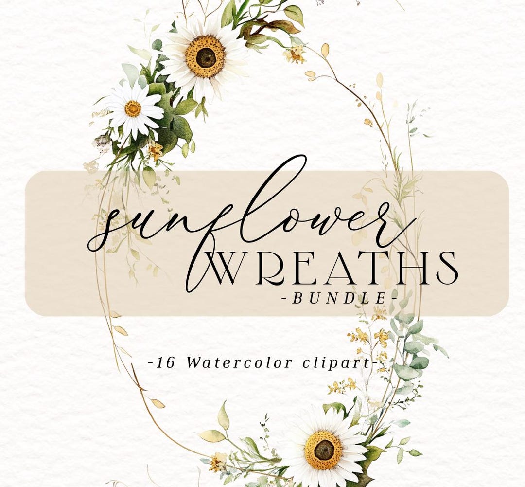 Sunflower Wreath Clip Art, Watercolor Wreaths, Sunflowers Summer ...