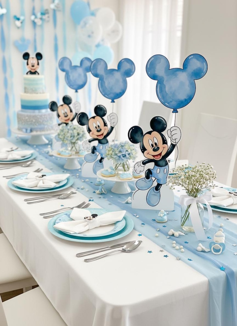 Mickey Mouse Blue Balloon Clipart: Watercolor Pngs (commerical Use) - Etsy