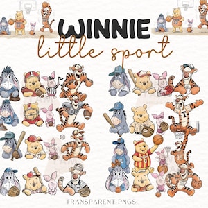 Winnie the Pooh Sports Clipart: PNG Images for Scrapbooking - Etsy