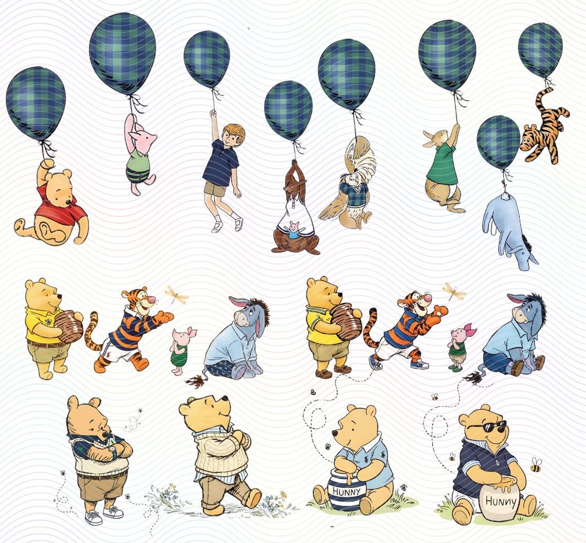 103 Winnie the Pooh Clipart: Polo Preppy PNG Designs (digital Download ...