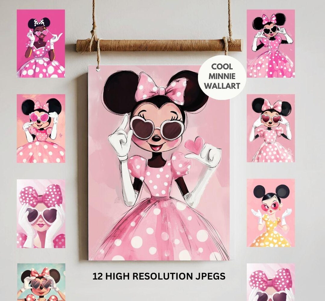 Minnie Mouse Wall Art, Digital Wall Art, Cool Minnie Mouse Wall Art ...